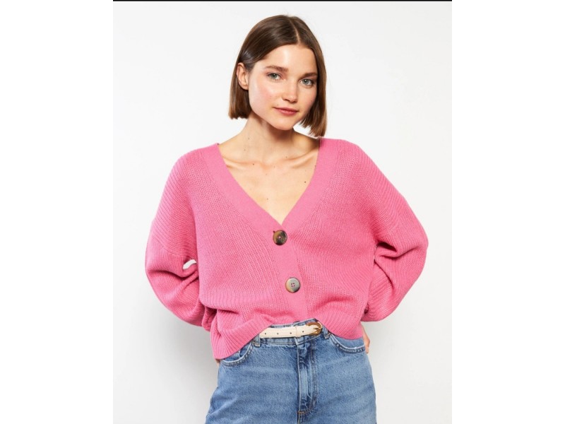 WAIKIKI oversize roze crop kardigan vel XS
