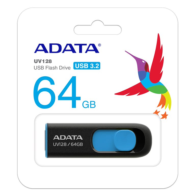 ADATA UV128 USB fleš memorija 64GB USB 3.0 crno-plava AUV128-64G-RBE