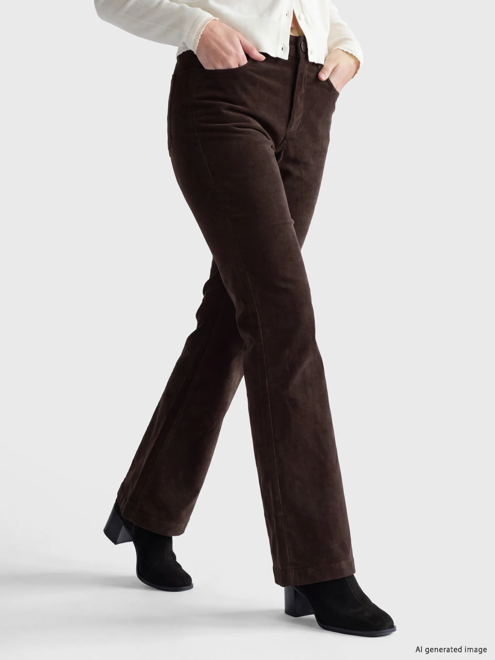 LCW Vision Ženske Somotne Flare Pantalone