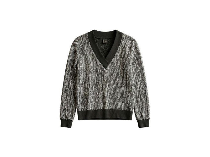 H&M Elegantna crno-srebrna bluza -džempr sa V-izrezom