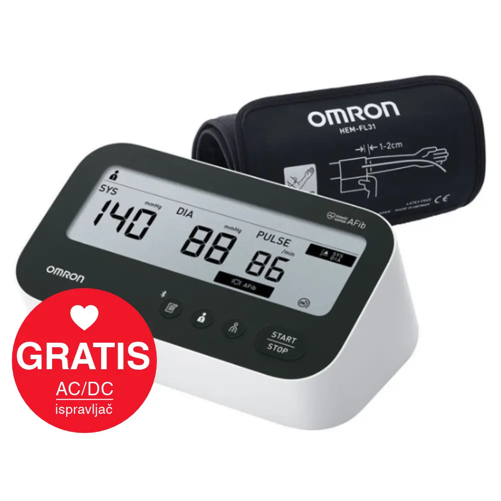 Omron Aparat za merenje krvnog pritiska M4 Connect Afib, Sa ispravljačem