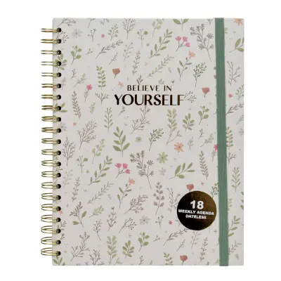 Datumirana agenda - Weekly, 18 month, Dateless, Greenery, spirala