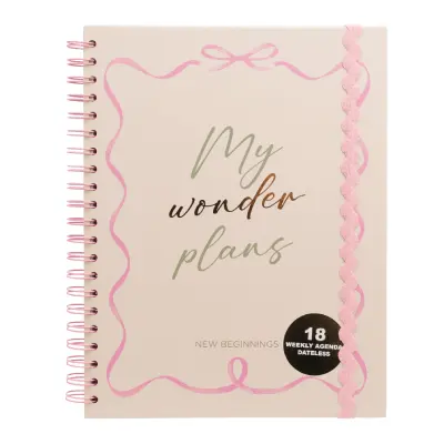 Datumirana agenda - Weekly, 18 month, Dateless, Pink Ribbon, spirala