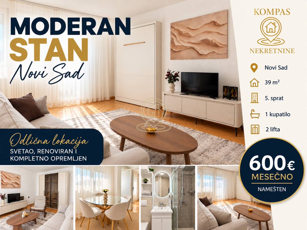 Jednosoban stan, Novi Sad | Izdavanje · 39m² · 600€