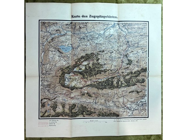 Karte des Zugspitzgebietes 1899 mapa