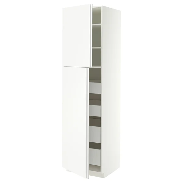 Vis.el. s 2 vrata/4 fioke, bela/VOXTORP mat bela vertikalna ručka, 60x60x220 cm