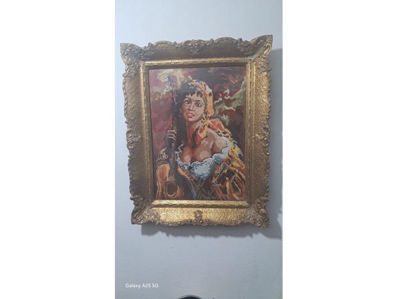 Goblen vilerov Ciganka sa gitarom 69 x 54