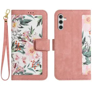 SAMSUNG GALAXY S27 FLORAL WALLET CASE WITH CARD SLOTS - PINK