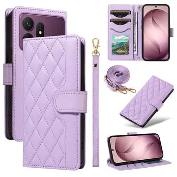 SAMSUNG GALAXY S27 PRO LUXURY QUILTED WALLET CASE - PURPLE