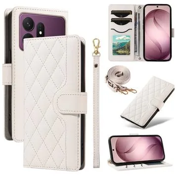 SAMSUNG GALAXY S27 PRO LUXURY QUILTED WALLET CASE - WHITE