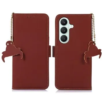 SAMSUNG GALAXY S27+ WALLET LEATHER CASE WITH RFID - BROWN