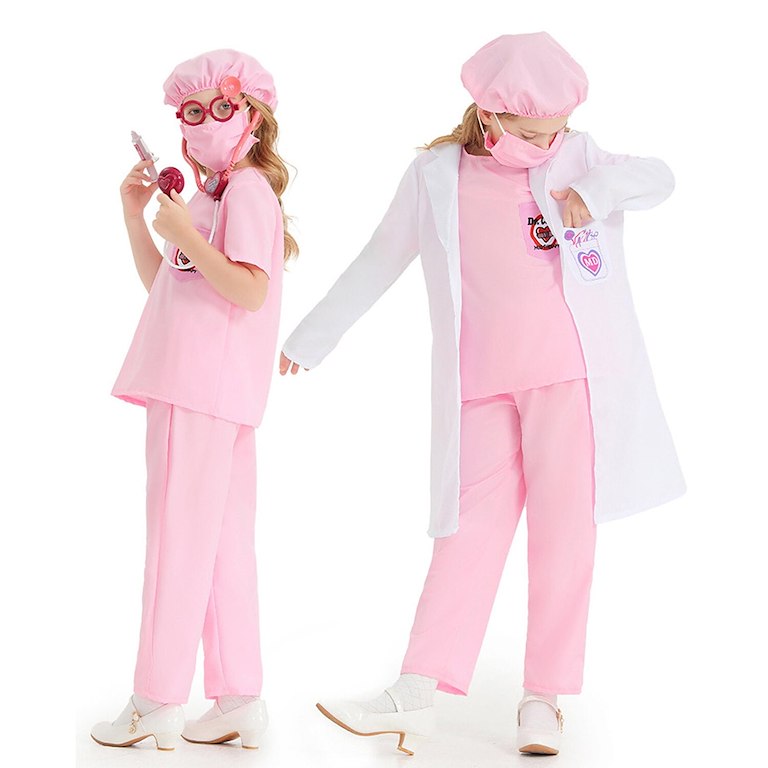 Roze doktorka kostim – dečiji medicinski komplet bez mantila