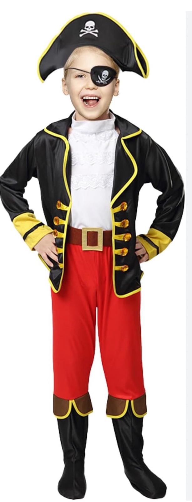 Piratski kostim za decu – crna jakna i crvene pantalone