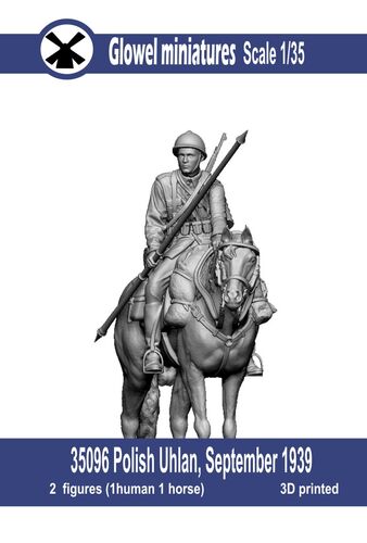 NEW! Glowel Miniatures 35096 Polish WWII Uhlan (1 x Soldier and 1 x Horse / 3D-Printed)