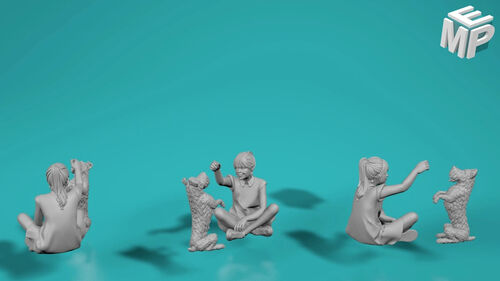 NEW! EMP3D 99204909-48 Dzieci - Dziewczynka Tresująca Psa (1 Figurka)