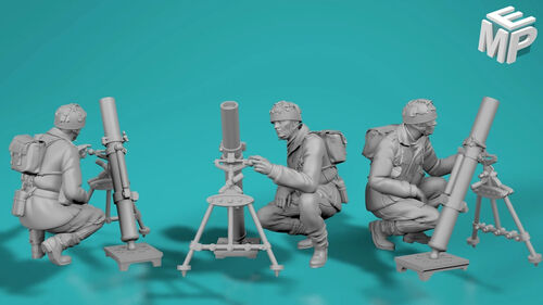 NEW! EMP3D 99202146-48 Brytyjski Spadochroniarz 2WŚ - Z Moździerzem 3-Calowym ML (1 Figurka I Moździerz)