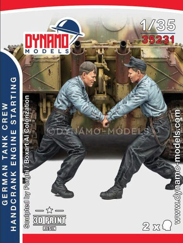 NEW! Dynamo-Models 35231 German WWII Tank Crew Starting Engine Set (2 Figures / 3D-Printed)