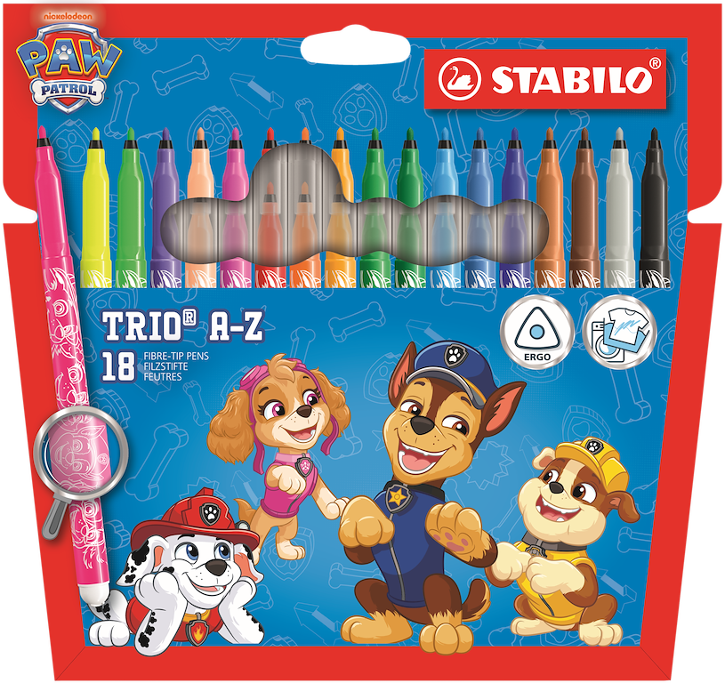 Flomasteri STABILO PAW Patrol Trio A-Z set 1/18