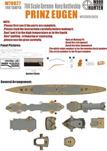 NEW! Flyhawk W70027 WWII German Heavy Cruiser Prinz Eugen (for Tamiya 31805)