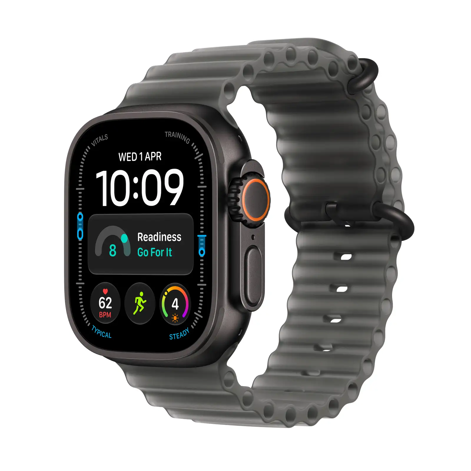 APPLE Watch Ultra 4 Cellular 49mm Black Titanium Case with Translucent Black Ocean Band mjay4se/a