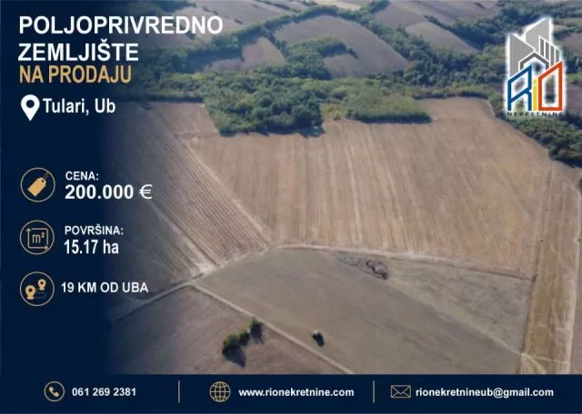 NA PRODAJU! POLJOPRIVREDNO ZEMLJIŠTE U TULARIMA KOD UBA