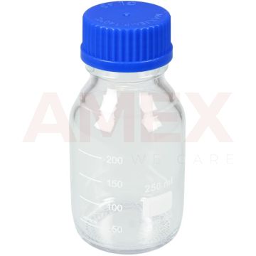 Burkle staklena boca za uzorke, sa plavim navojnim poklopcem GL 45, 250 ml