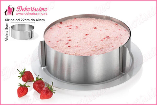Modla podesiva veća (ram za tortu) visina 8cm, od 22 do 40cm – K7207