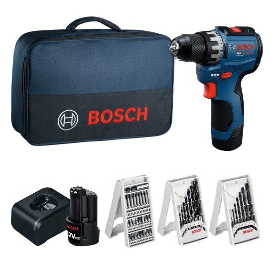 Akumulatorska bušilica-odvrtač Bosch GSR 12V-31; 1x2,0Ah + 1x3,0Ah + 39-delni set pribora (06019S6005)