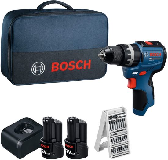 Akumulatorska vibraciona bušilica-odvrtač Bosch GSB 12V-31; 2x2,0Ah + 25-delni set bitova (06019S6103)