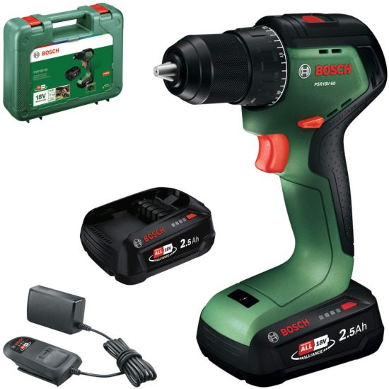 Akumulatorska bušilica - odvrtač Bosch PSR 18V-60; 2 x 2,5Ah (06039D7202)