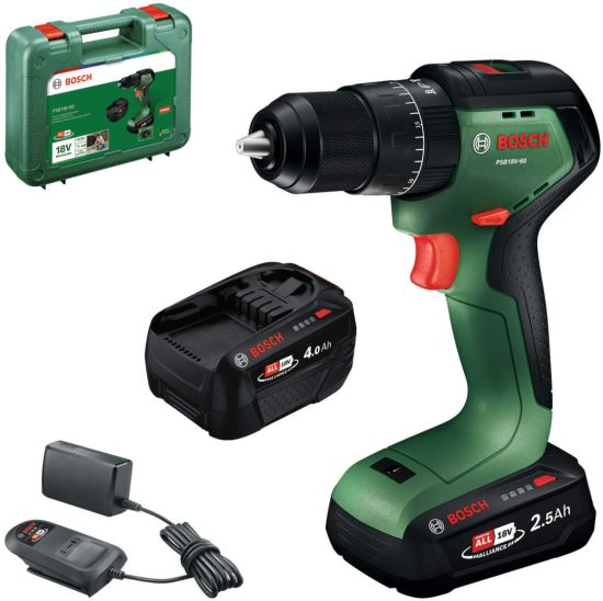 Akumulatorska vibraciona bušilica - odvrtač Bosch PSB 18V-60; 1x2,5Ah; 1x4,0Ah (06039D7303)
