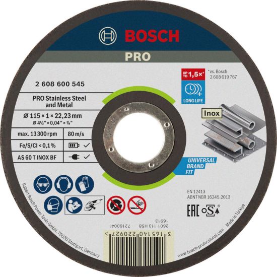Bosch PRO Stainless Steel and Metal rezna ploča 115x1 mm AS 60 T INOX BF oSa ravna (2608600545)