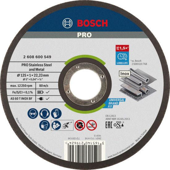 Bosch PRO Stainless Steel and Metal rezna ploča 125x1 mm AS 60 T INOX BF oSa ravna (2608600549)