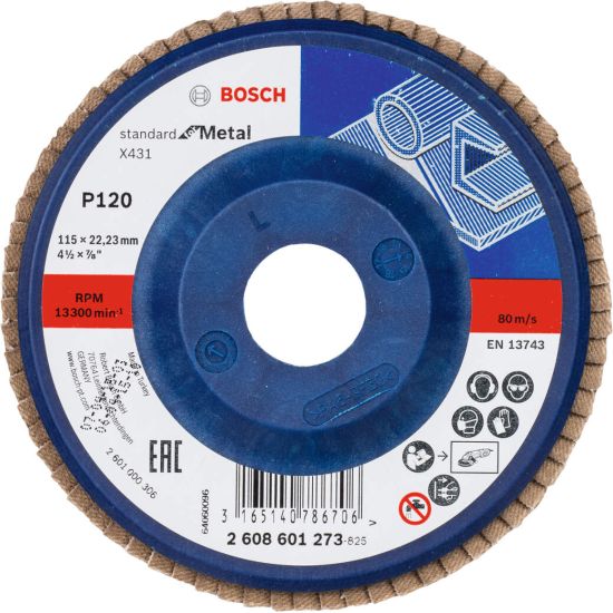 Bosch lamelni brusni disk X431, Standard for Metal 115 mm, 22,23 mm, granulacija 120 - 2608601273