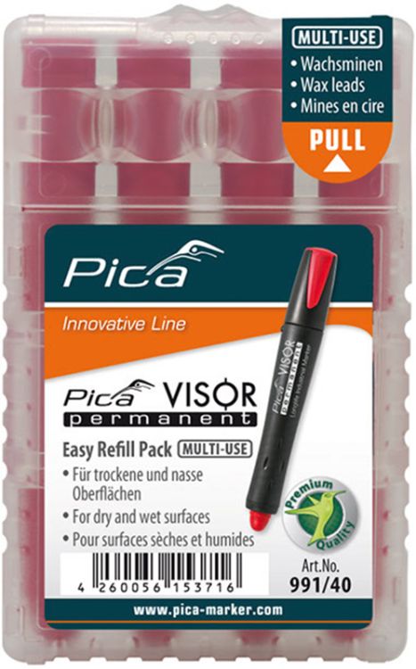 Pica zamenska mina za Pica Visor marker - crvena boja; pakovanje od 4 komada - 991/40