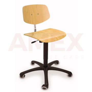 Pokretna laboratorijska stolica ROTH od drveta, visina 420 - 620 mm