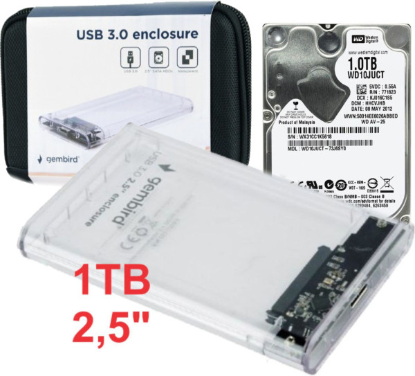 HDD 2.5 * 1TB SET USB 3.0 SATA EKSTERNO KUCISTE + 1TB WD10JUCT WD EE2-U3S9-6 (5399)