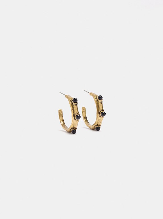 OPEN HOOP EARRINGS WITH EMBOSSED SPHERES