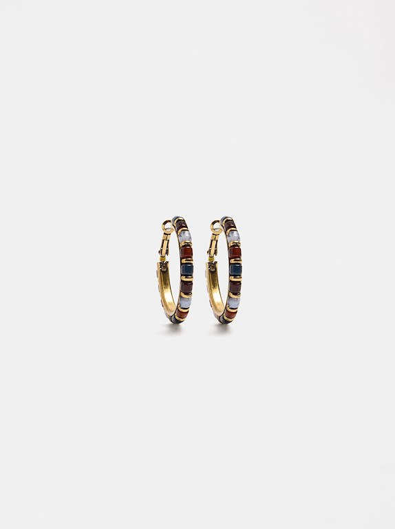 HOOP EARRINGS WITH MULTICOLOR BEADS