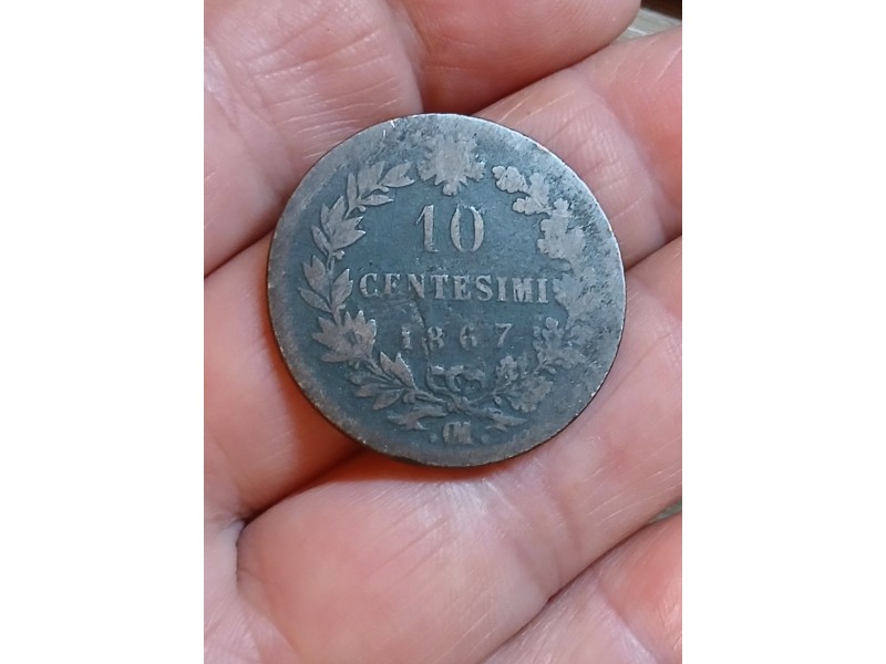 KO 387 - Italija - 10 cent 1867 - opis -