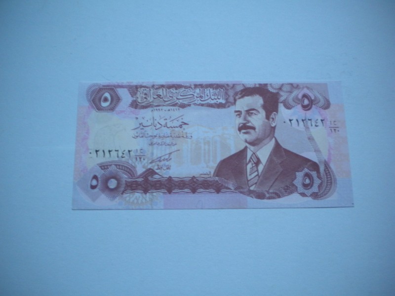 5 DINARA 1992 UNC HUSEIN - IRAK