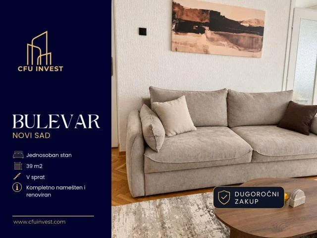 9100045 - Bulevar – jednosoban stan 39m2 – kompletno opremljen