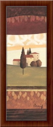 Kuća na selu, uramljena slika 30 x 70 cm