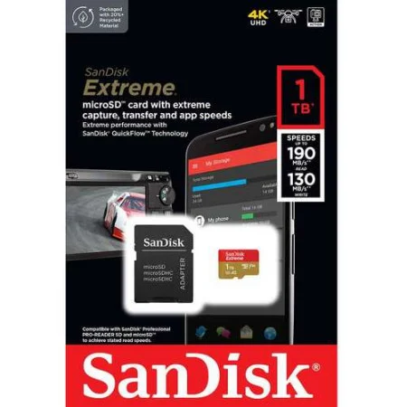 SanDisk SDXC 1TB extreme micro 190MB/s UHS-I class10 U3 V30+adapter