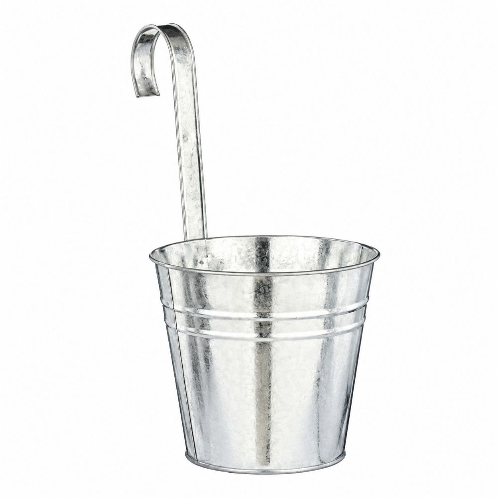 Saksija metalna joey okrugla viseća, siva – h15 × d16 cm