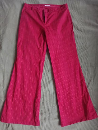 Mango crvene prugaste pamucne siroke pantalone