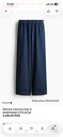 H&M siroke pantalone vel L - obucene jednom