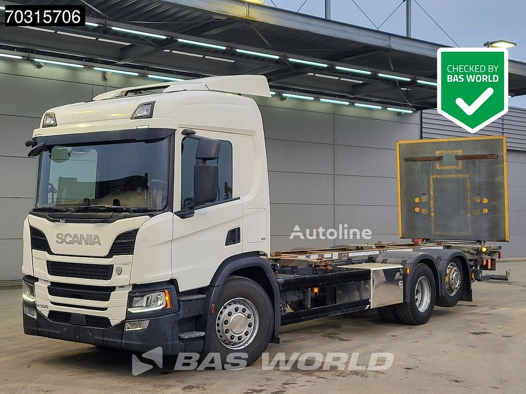 Scania P500 P 6X2 2500kg Ladebordwand Lift+steering axle Automatic Reta vozilo za prevoz kontejnera
