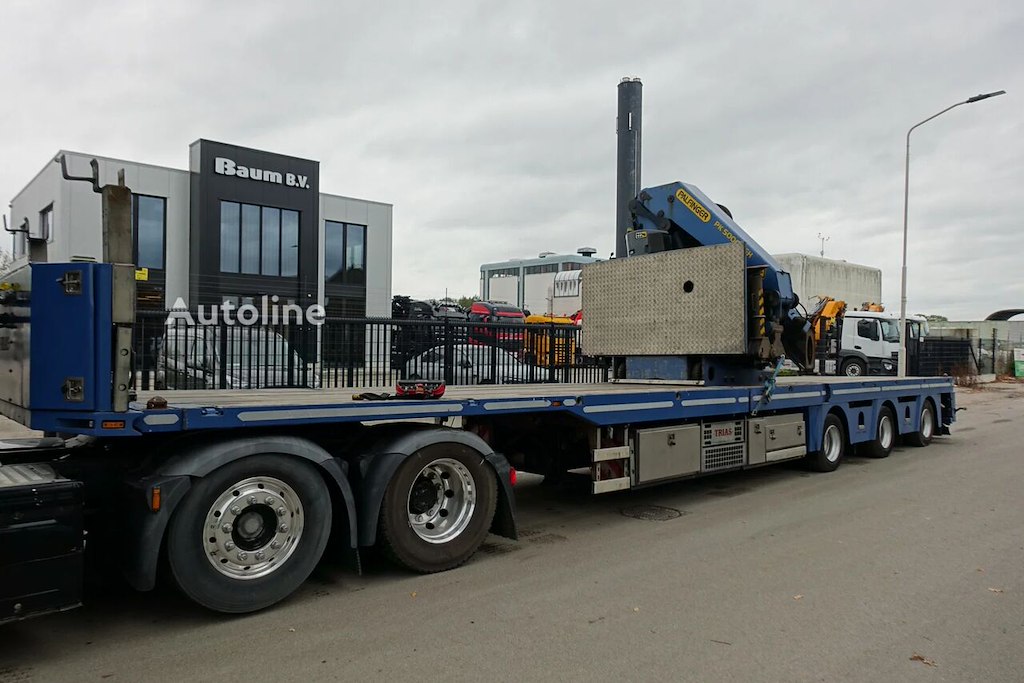 Trias 3 ASSIGE TRAILER / PALFINGER PK 50002 KRAAN / 50 TM KRAAN / EIGE poluprikolica sa ravnom platformom