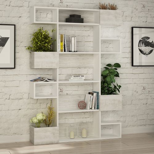Hanah Home polica za knjige Niho, 120 cm, bela / Light